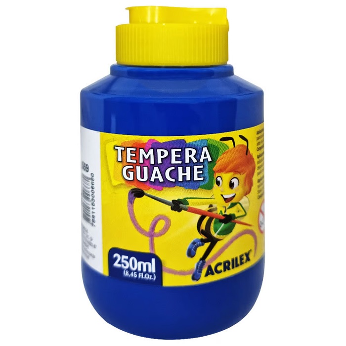 Tinta Tempera Guache 250ml Azul Acrilex 02025 - Papelaria Criativa