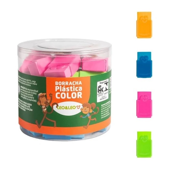 Borracha Plástica Com Capa Colorida Sortidas LeoLeo 4680 - Papelaria ...