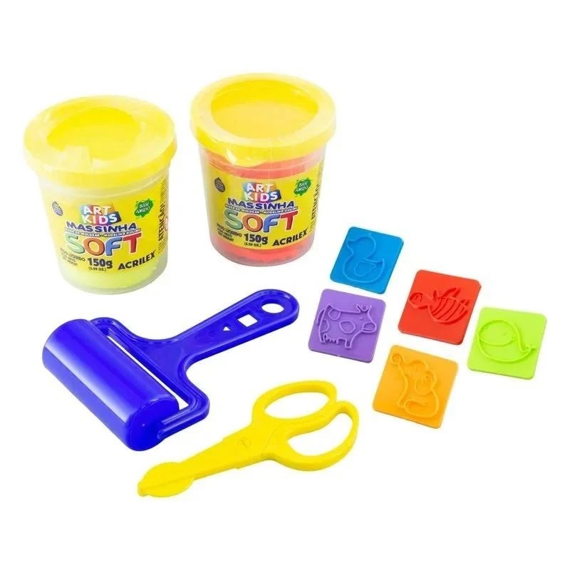 Massa De Modelar Soft Kit Moldes 300Grs Acrilex 40007 - Papelaria Criativa