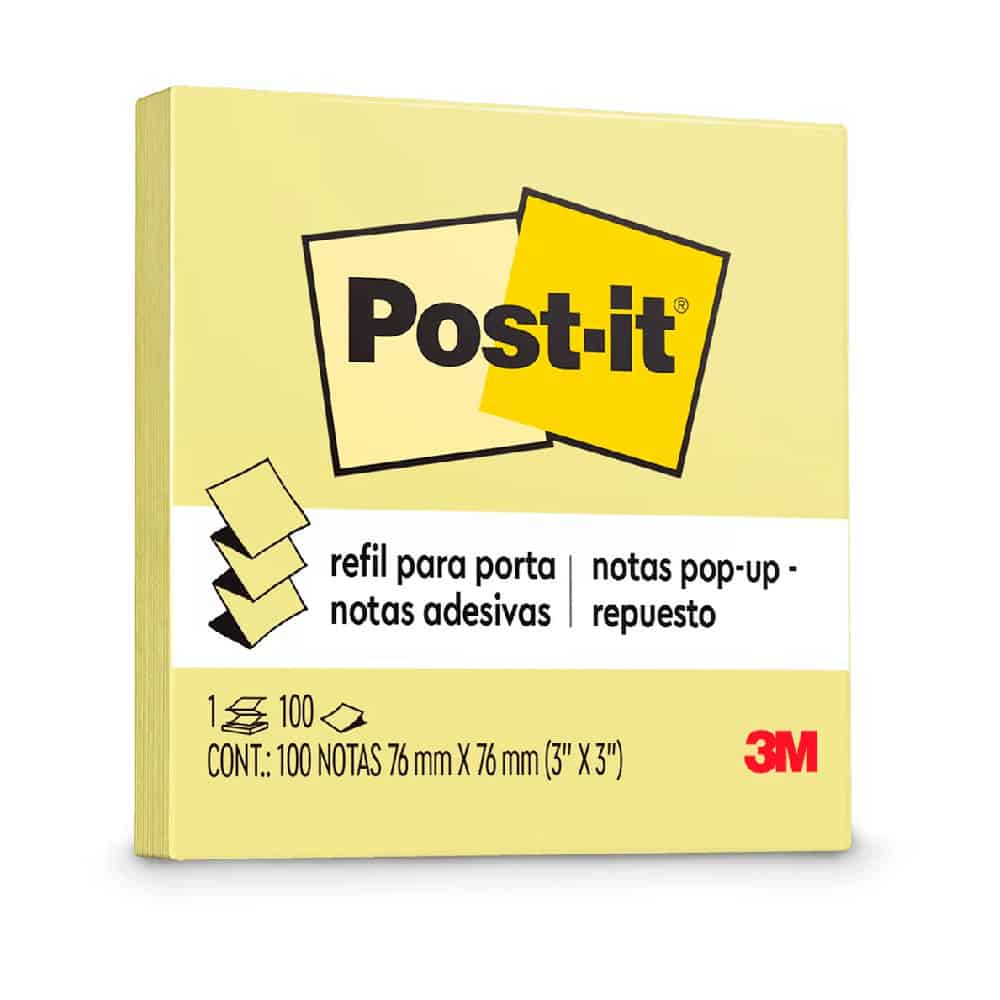 Bloco Adesivo 3m Post It 76x76mm 100 Folhas Amarelo Pop Up - Papelaria ...