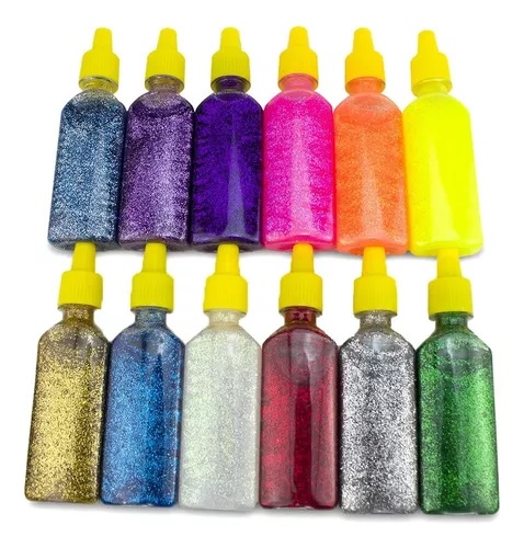 Cola Glitter 12 Cores 23grs Acrilex 02922 - Papelaria Criativa