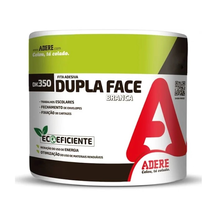 Fita Dupla Face 12×30 De Papel Branco Adere DK350 - Papelaria Criativa