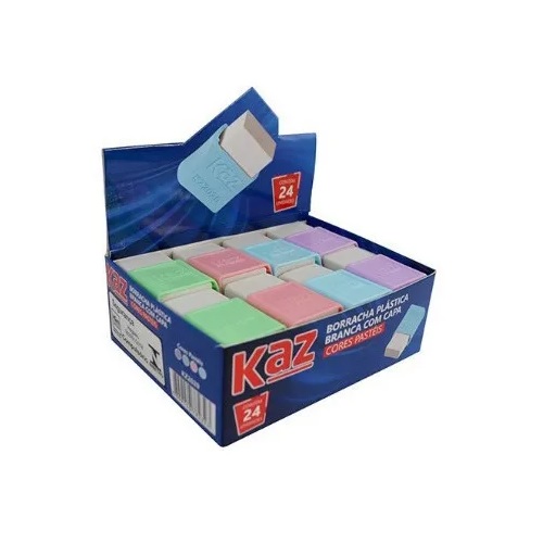 Borracha Plástica Pastel Com Capa Sortidas Kaz KZ2020 C/24 Unidades ...