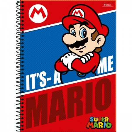 Caderno Espiral Capa Dura Universitário 10 Matérias Super Mario 200Fls ...