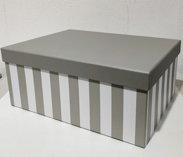 Caixa Presente Retangular Nº06 Listras Cinza VMP 2027617 - Papelaria ...