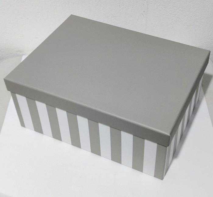 Caixa Presente Retangular Nº06 Listras Cinza VMP 2027617 - Papelaria ...