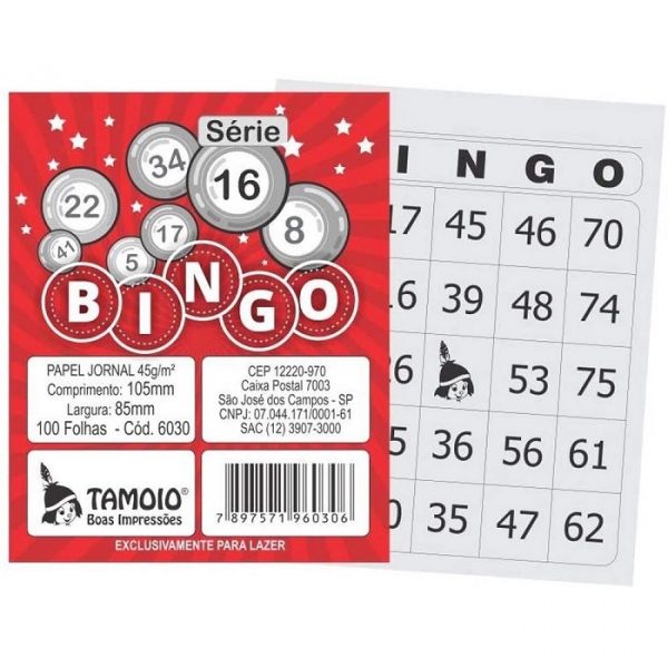 Cartela De Bingo Tamoio Jornal Com 100 Folhas Avulso 6031 - Papelaria ...
