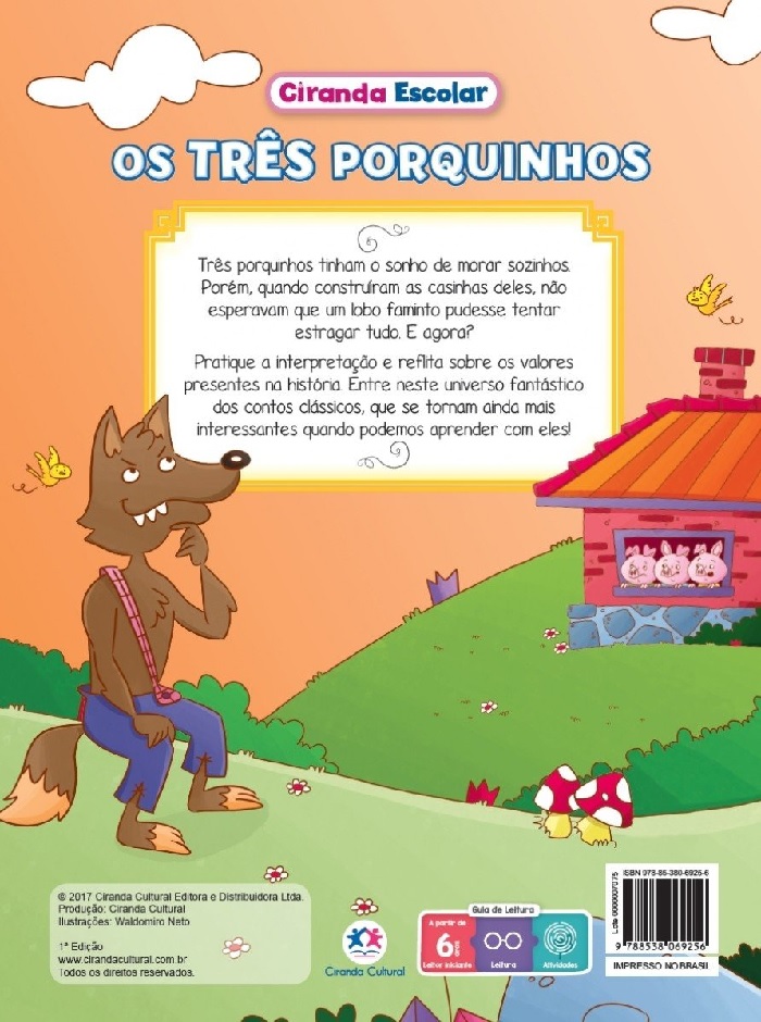 Livro Infantil Ciranda Escolar Os Três Porquinho Ciranda Cultural ...