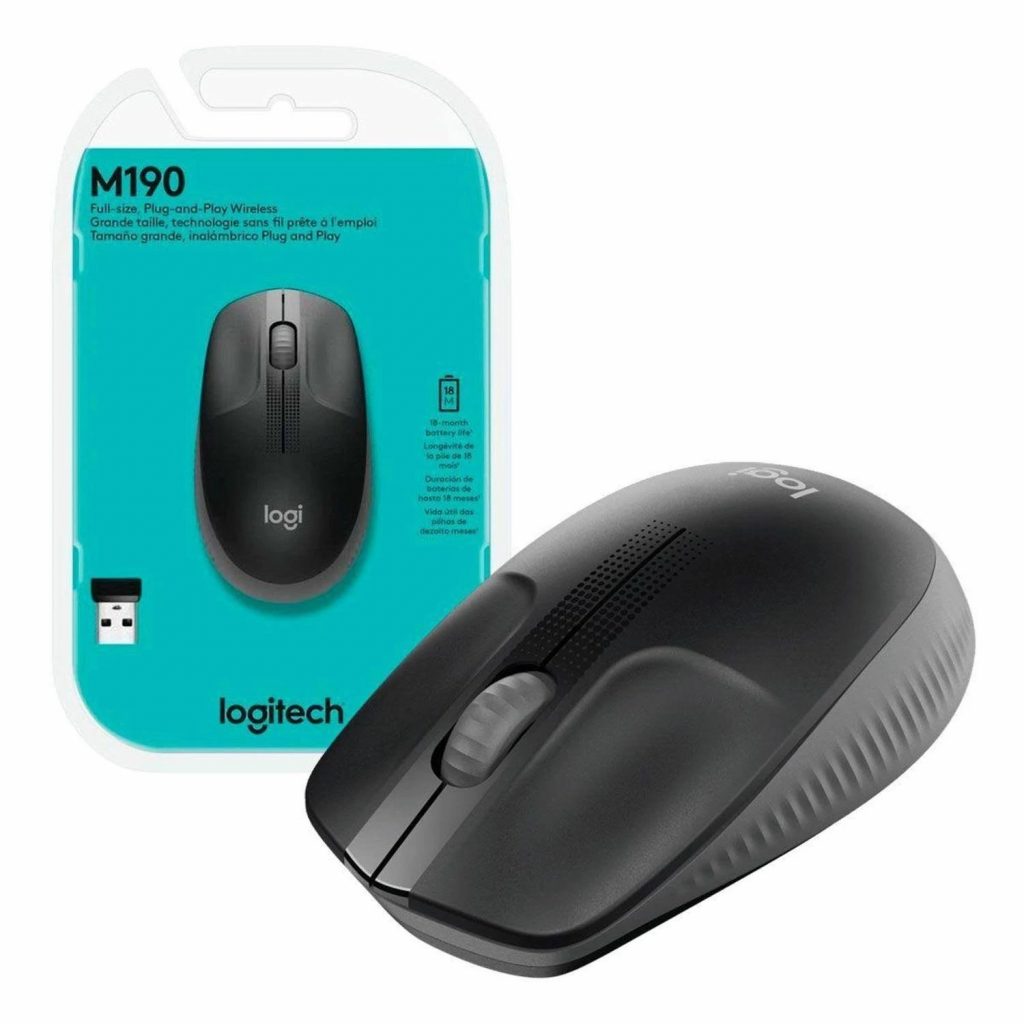 Mouse Sem Fio Full Size USB 1000 DPI Cinza M190 – Logitech - Papelaria ...