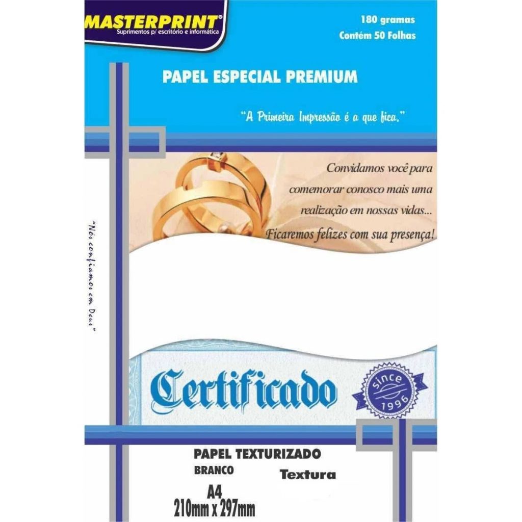 Papel Especial Texturizado Linho Branco A4 180g 50 Folhas – Masterprint ...